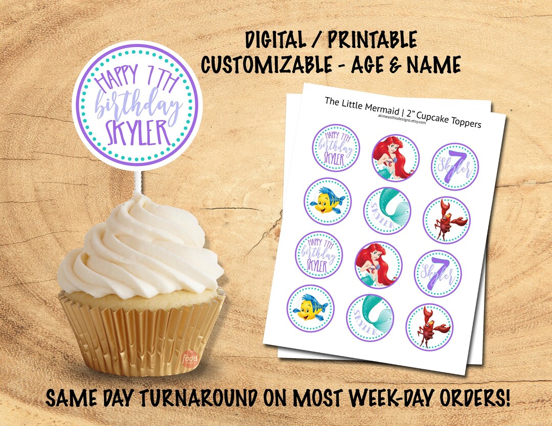 THE LITTLE MERMAID Cupcake Toppers | Digital/printable - Etsy