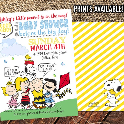PEANUTS BABY SHOWER Invitation Charlie Brown Baby Shower | Etsy