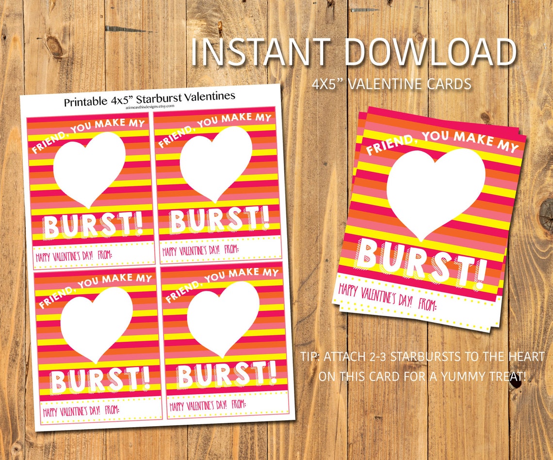 STARBURST VALENTINES - You Make My Heart Burst! - Etsy
