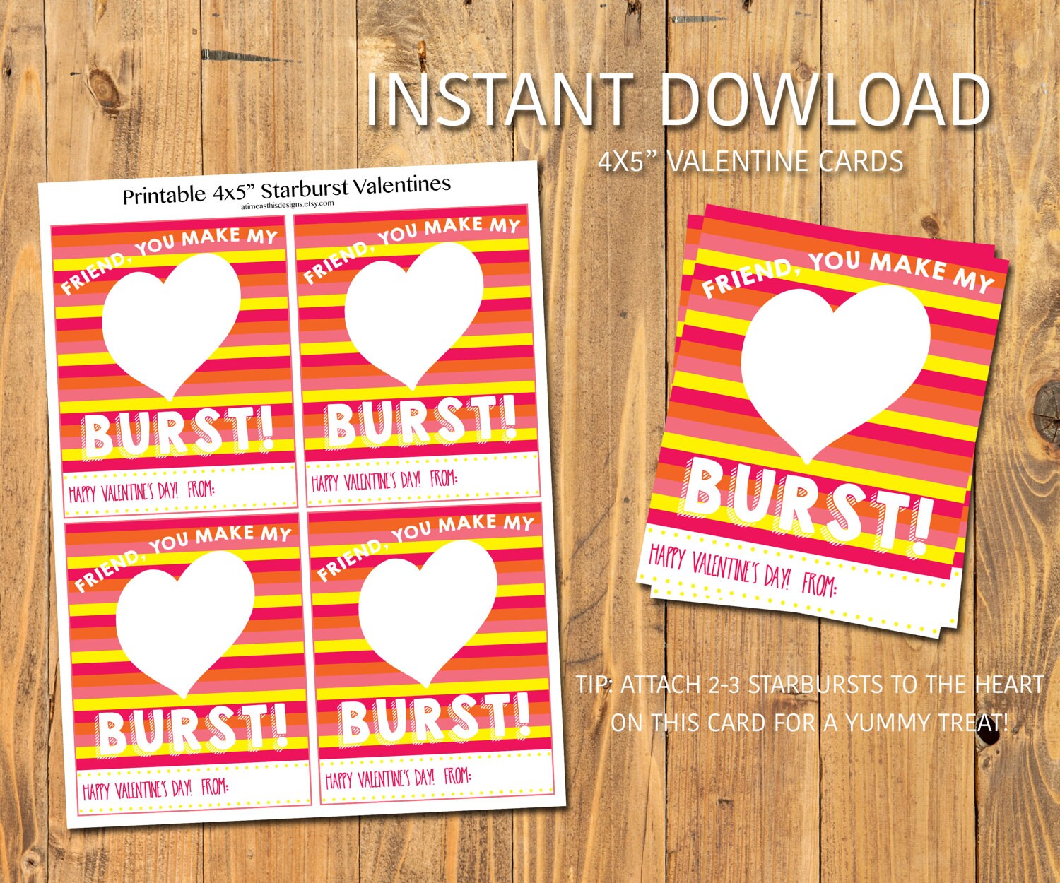 STARBURST VALENTINES - You Make My Heart Burst! - Etsy