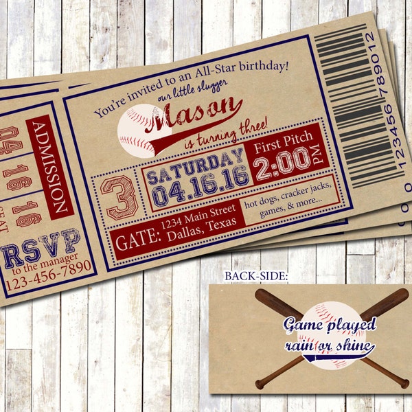Baseball Ticket - Etsy