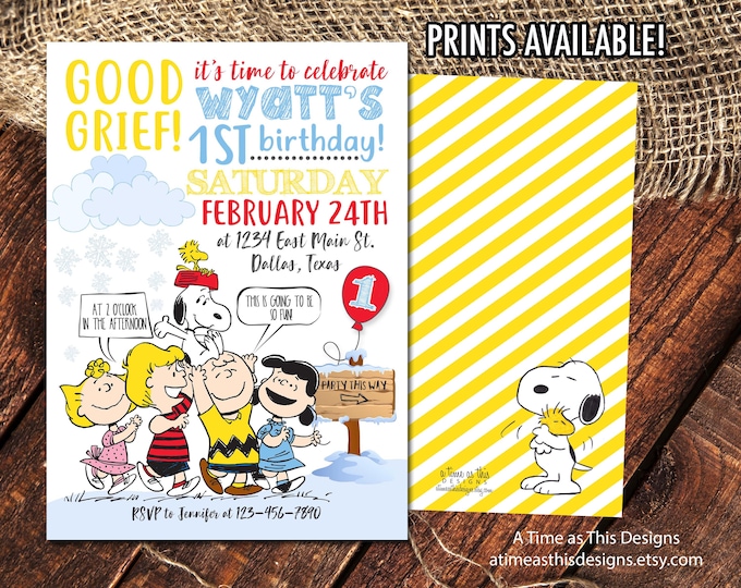 PEANUTS BIRTHDAY INVITATION | Charlie Brown Birthday Party Invitation ...