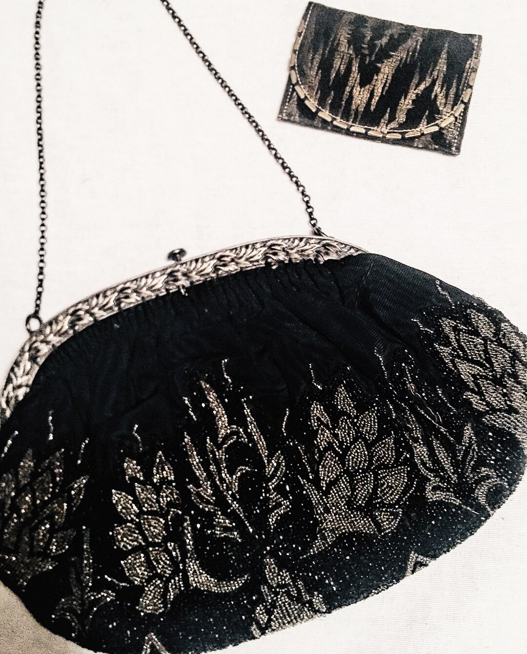 STUNNING Collector's 1800s Victorian Purse Black Taffeta, Art Nouveau ...