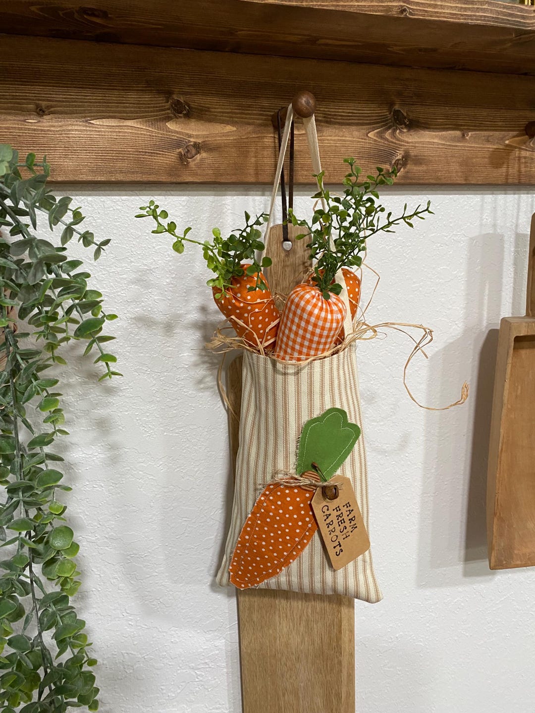 Hanging Bag of Carrots / Spring Decor / Easter Decor / Carrot Decor ...