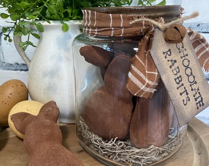Chocolate Rabbit Jar / Handmade Easter Decor / Primitive Easter ...