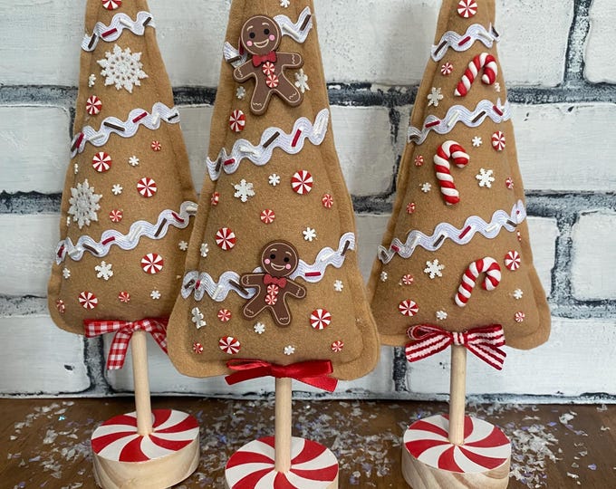 Whimsical Gingerbread Christmas Trees / Tiered Tray Decor / Christmas ...