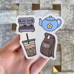 Coffee Sticker Set / Water Resistant Vinyl Sticker / Set of 5 Coffee ...