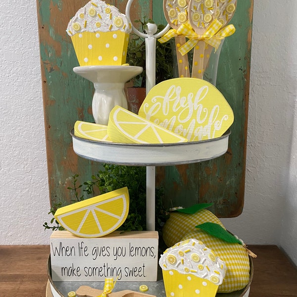 Lemon Tiered Tray Decor - Etsy
