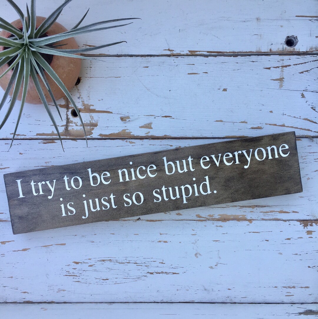 I Try to Be Nice but Everyone is Just so Stupid / Funny Sign / Funny ...