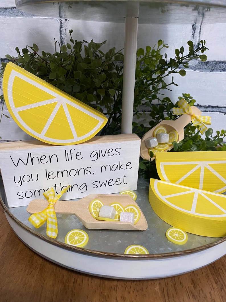 Lemon Decor / Lemon Tiered Tray Decor / Summer Decor / Spring Decor ...
