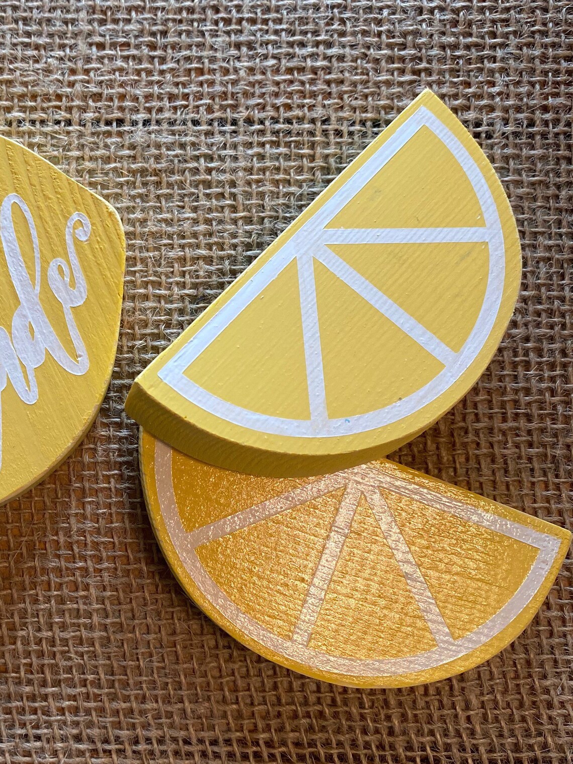 Set of Two Wooden Lemon Decor / Lemon Tiered Tray Decor / - Etsy