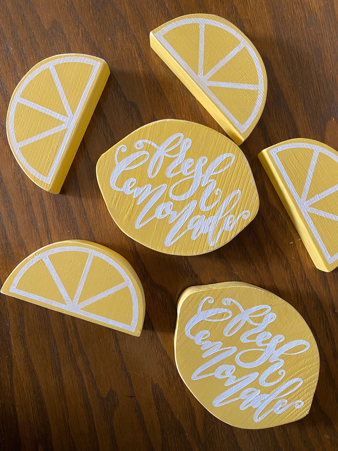 Set of Two Wooden Lemon Decor / Lemon Tiered Tray Decor / - Etsy