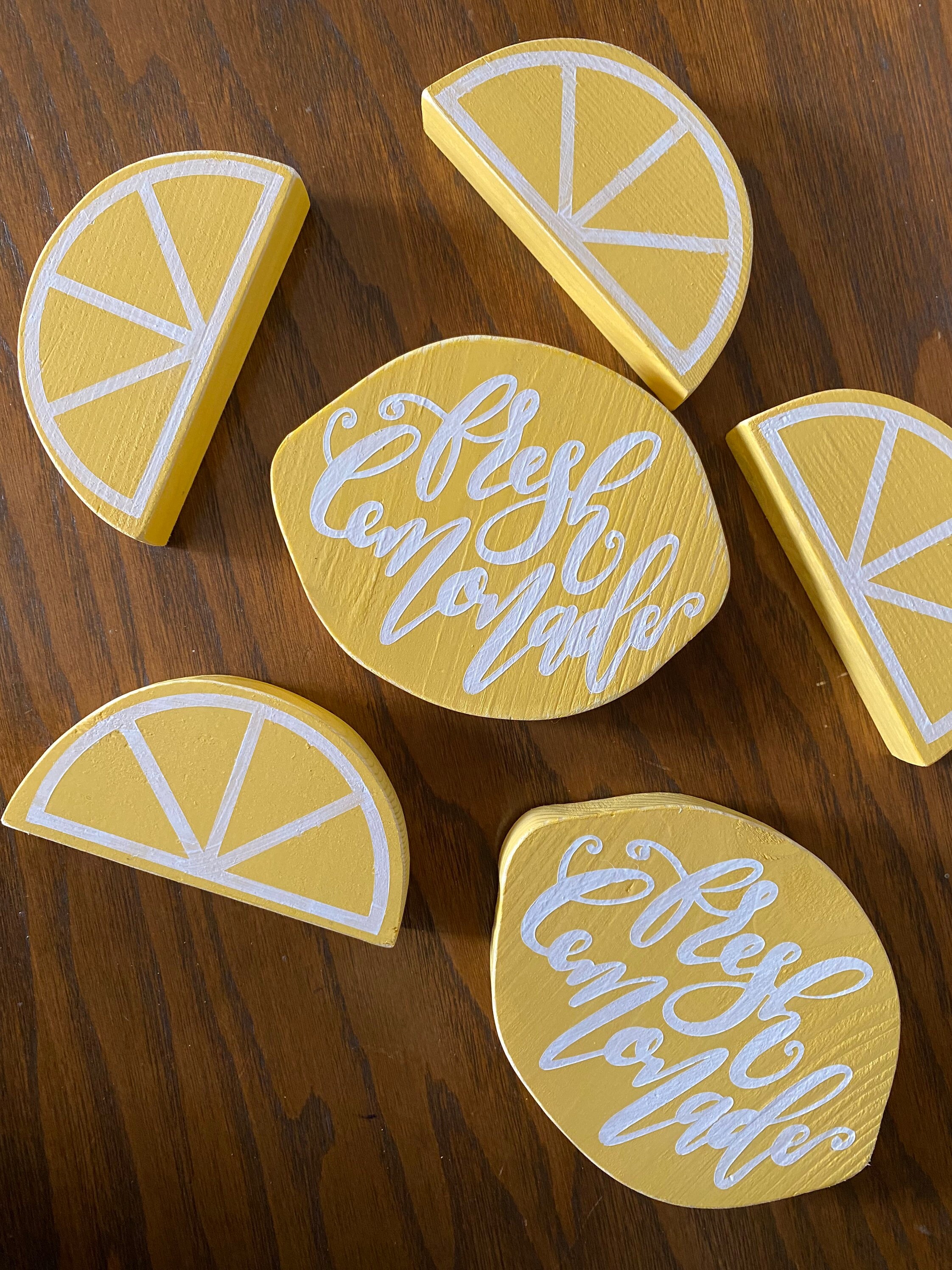 Set of Two Wooden Lemon Decor / Lemon Tiered Tray Decor / - Etsy