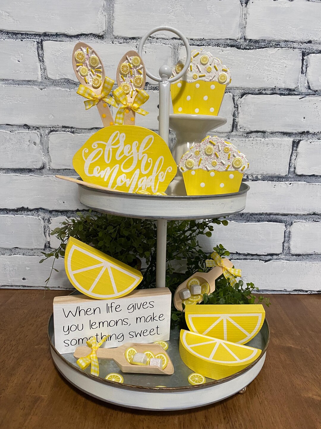 Lemon Tiered Tray Decor: Summer Display Set - Etsy