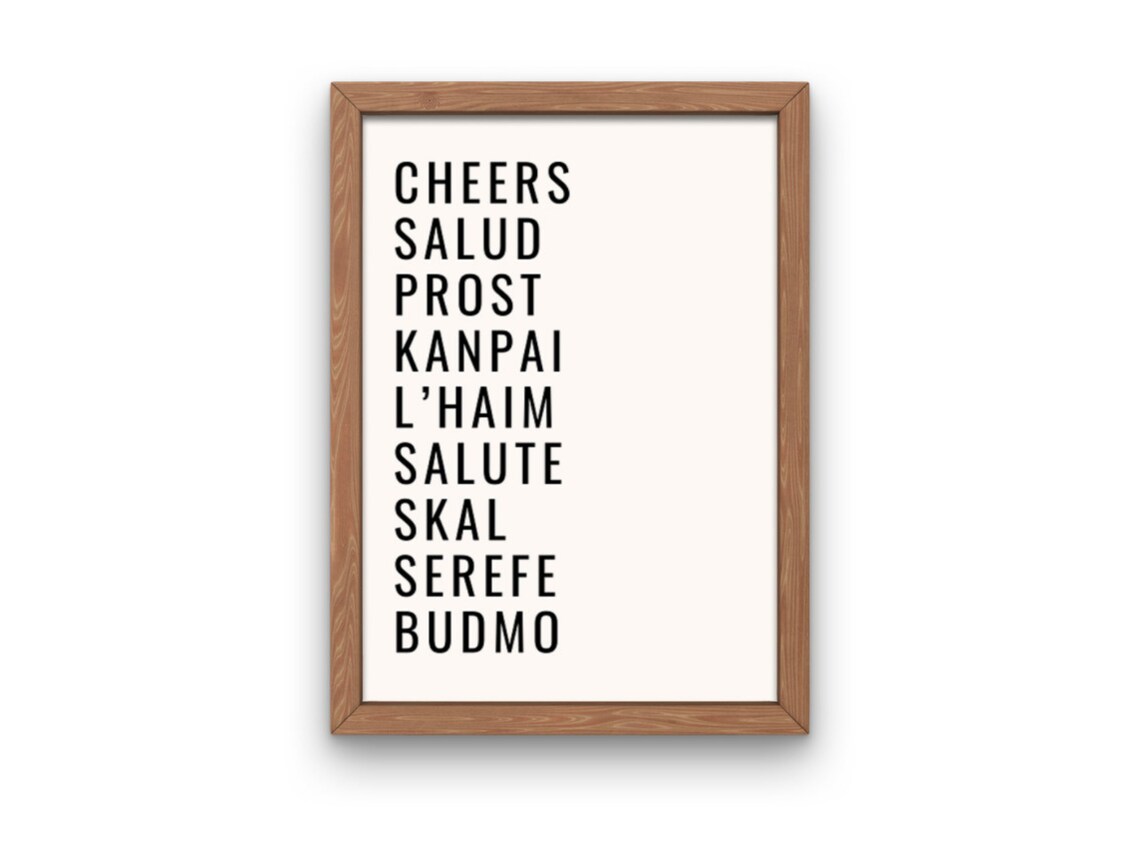 Cheers in Different Languages Bar Cart Prints Cheers Sign - Etsy