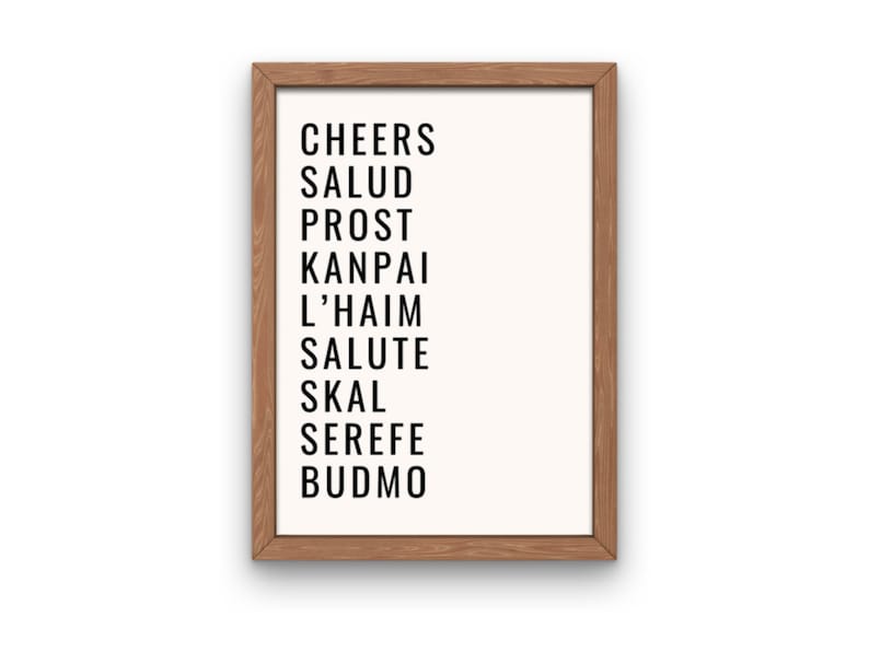 Cheers in Different Languages | Bar Cart Prints | Cheers Sign | Bar Cart Decor | Bar Cart Art ...