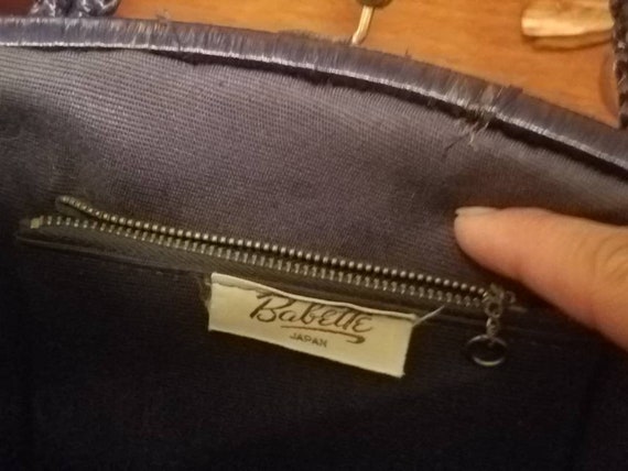 Designer Babette vintage mod Navy blue raffia top han… - Gem