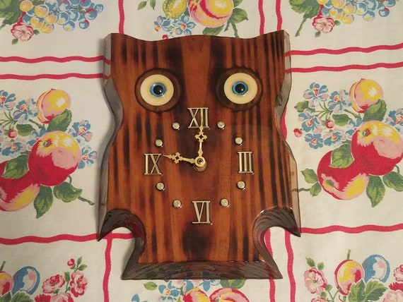 Super Cute Owl Wood Owl Clock Made in Japan Quartz Working | Etsy