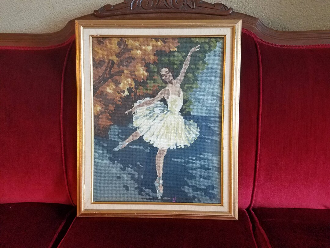 Mid Century Framed Needlepoint Dancer/ballerina Picture - Etsy