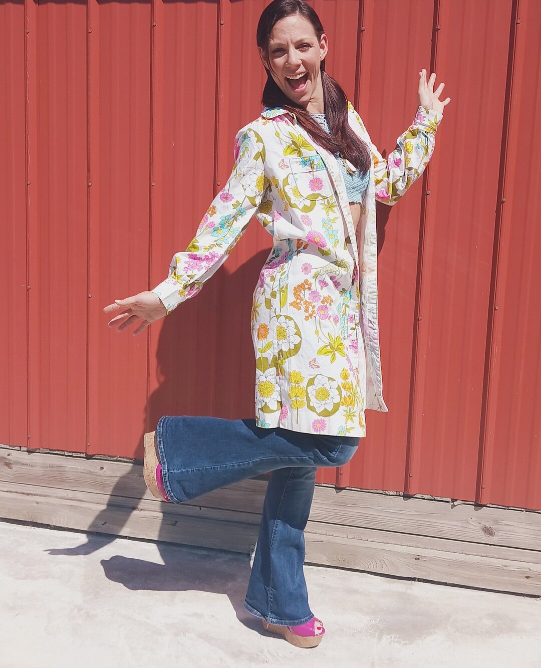 Vintage 1960s Floral Duster Jacket: Mod Hippie Style (M/L) - Etsy