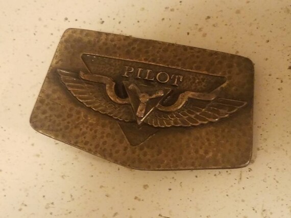 Brass Pilot wings belt buckle rustic antiqued look - Gem