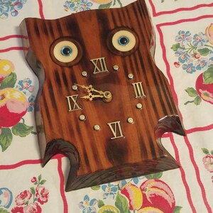 Super Cute Owl Wood Owl Clock Made in Japan Quartz Working! Kitsch Wall ...