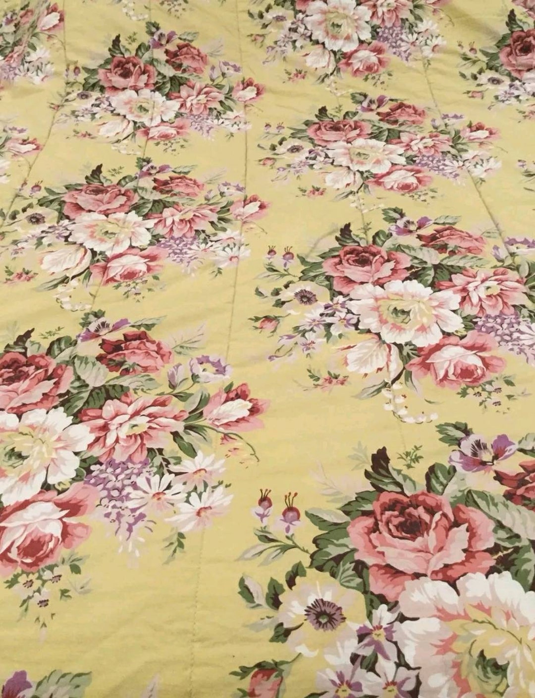 Ralph Lauren sophie Brooke Yellow Flower/rose Reversible Full/queen ...