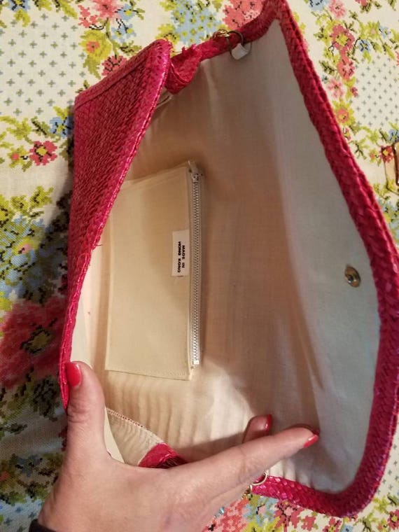 Woven red straw/wicker/woven clutch- envelope clutch … - Gem
