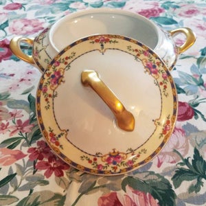 Antique Warwick Czechoslovakia Victoria China Soup Toureen Rose Pattern ...