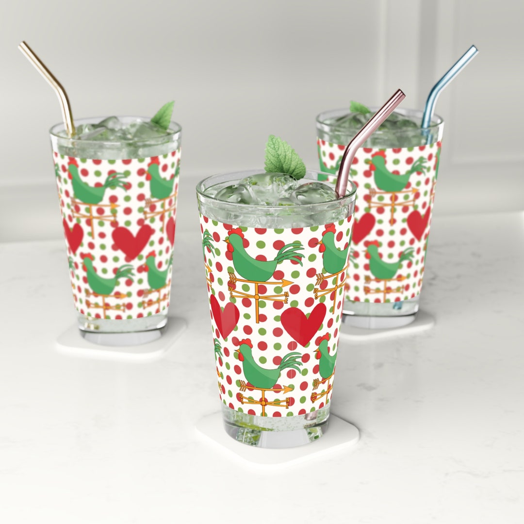 Farmhouse Kitchen Polka Dot Rooster Glassware Drinkware and Barware ...