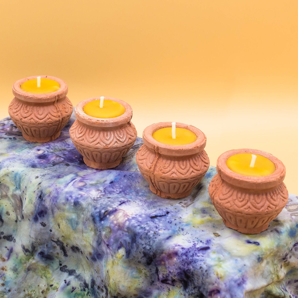 DIYA BEESWAX CANDLES, Matka Diya, Diwali Tealights, Natural Pure Wax ...