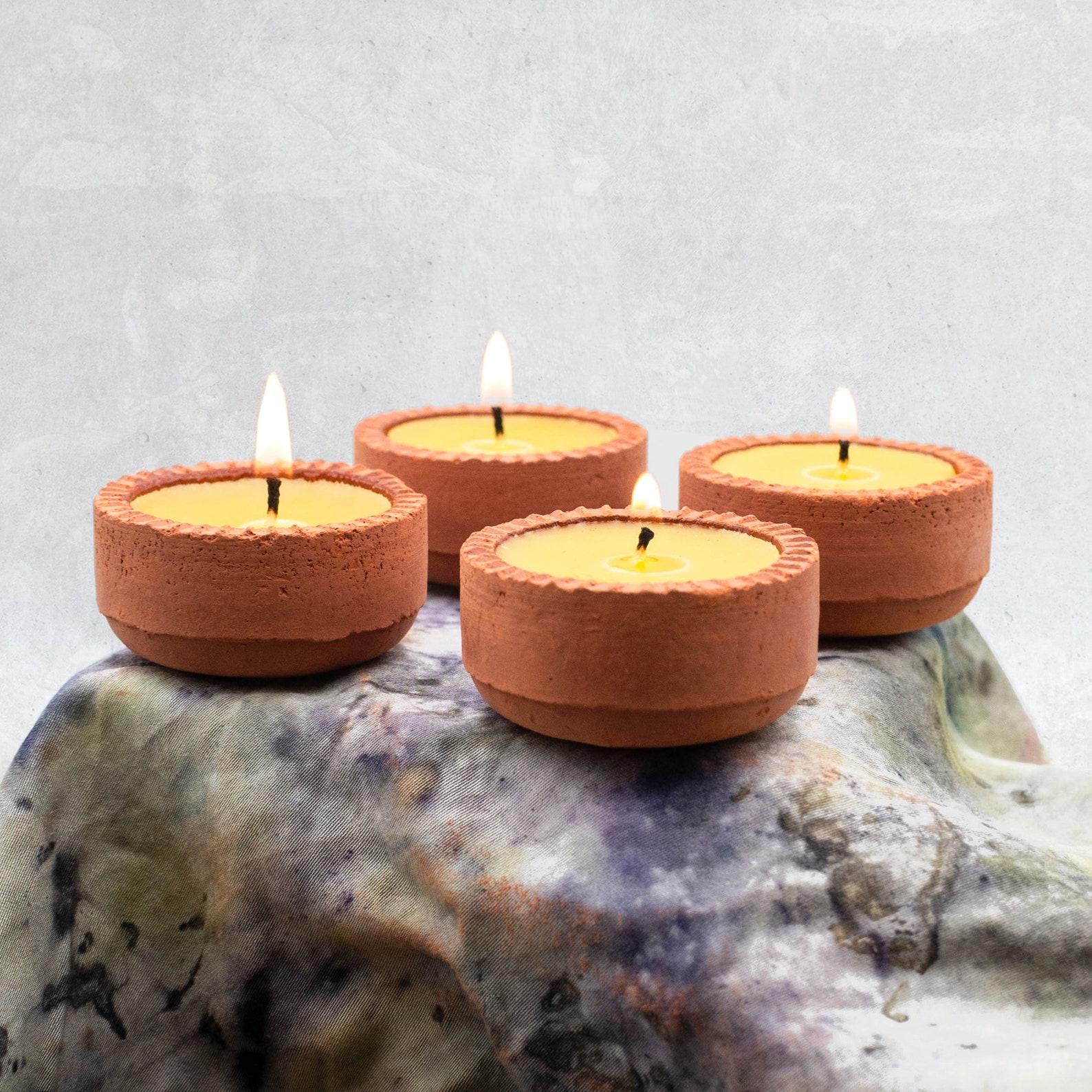 Set of 4 - Clay Pot DIYA BEESWAX Candles, Diwali Tealight Set, Matka ...