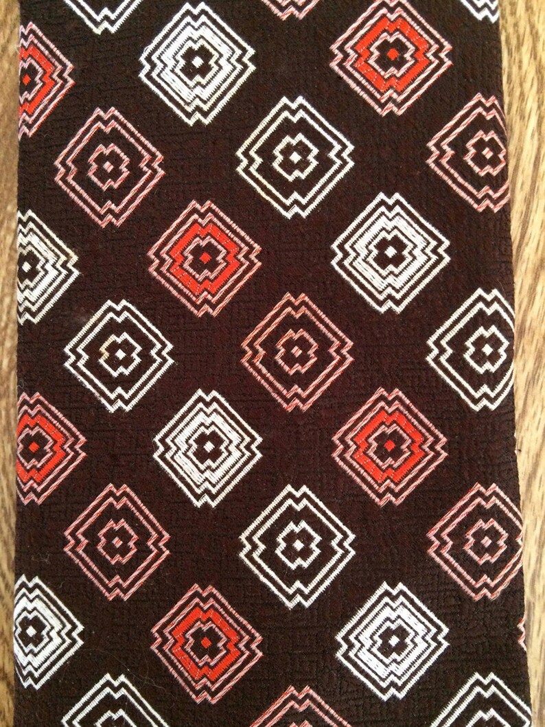 Vintage Brown Wembley Necktie With Native American Square Pattern - Etsy