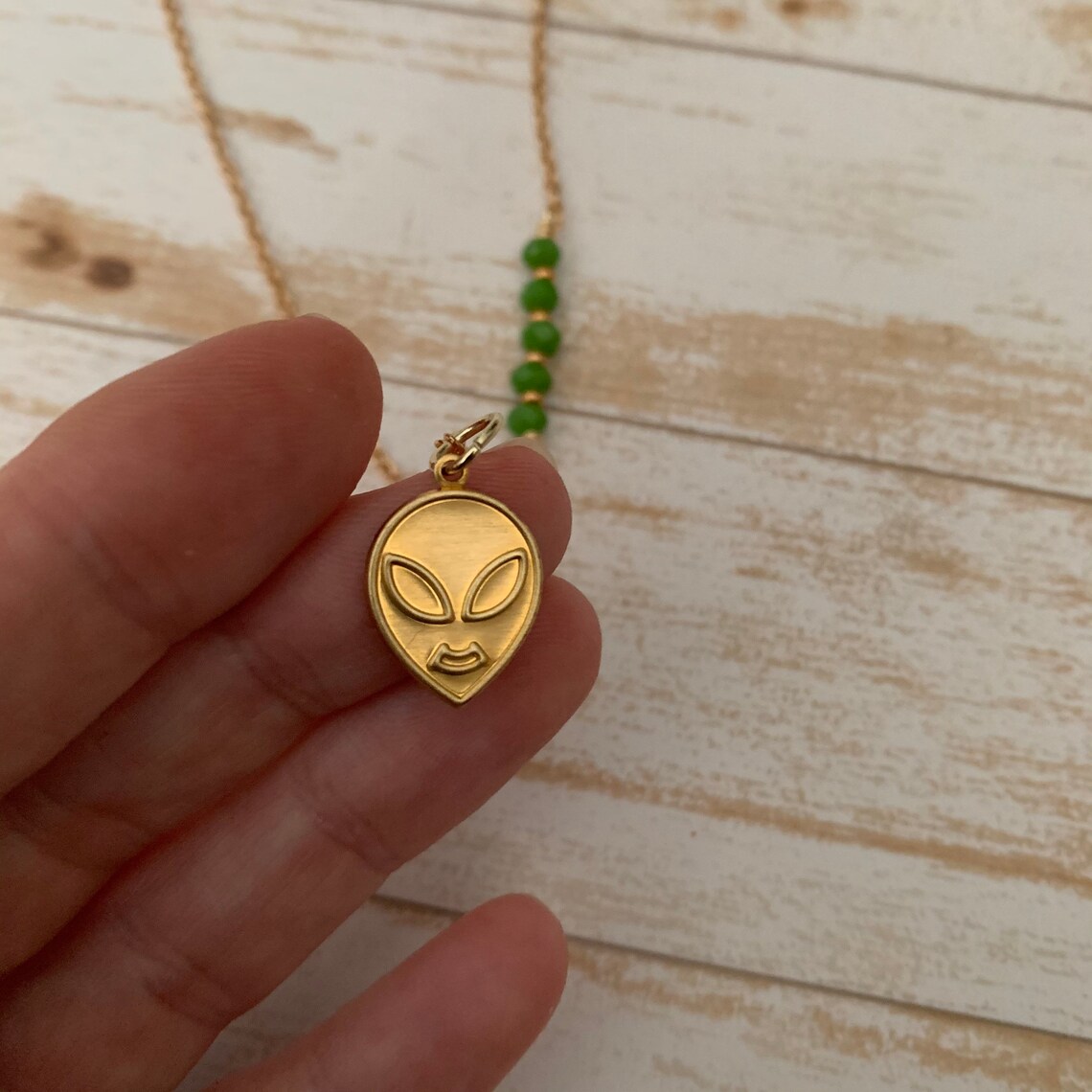 Gold Alien Charm Necklace Roswell New Mexico Alien Jewelry - Etsy