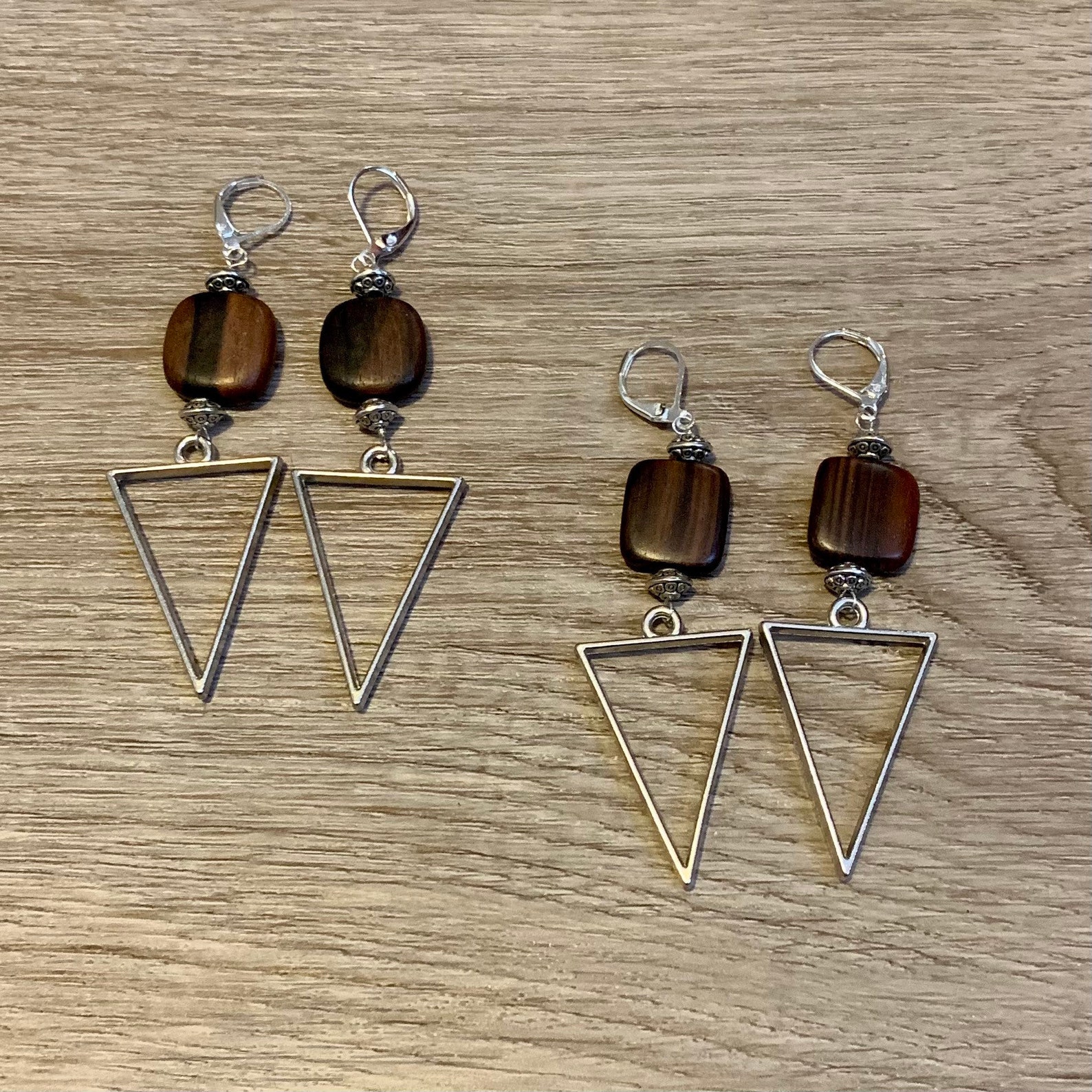 AS SEEN ON: Home Economics, Fall Brown Silver Earrings, Silver Triangle ...