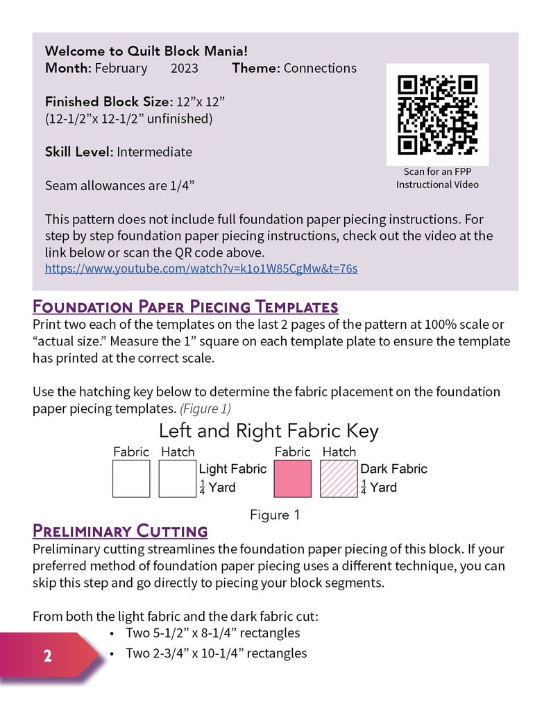 Left and Right PDF Quilt Block Pattern (foundation Paper Pieced) - Etsy