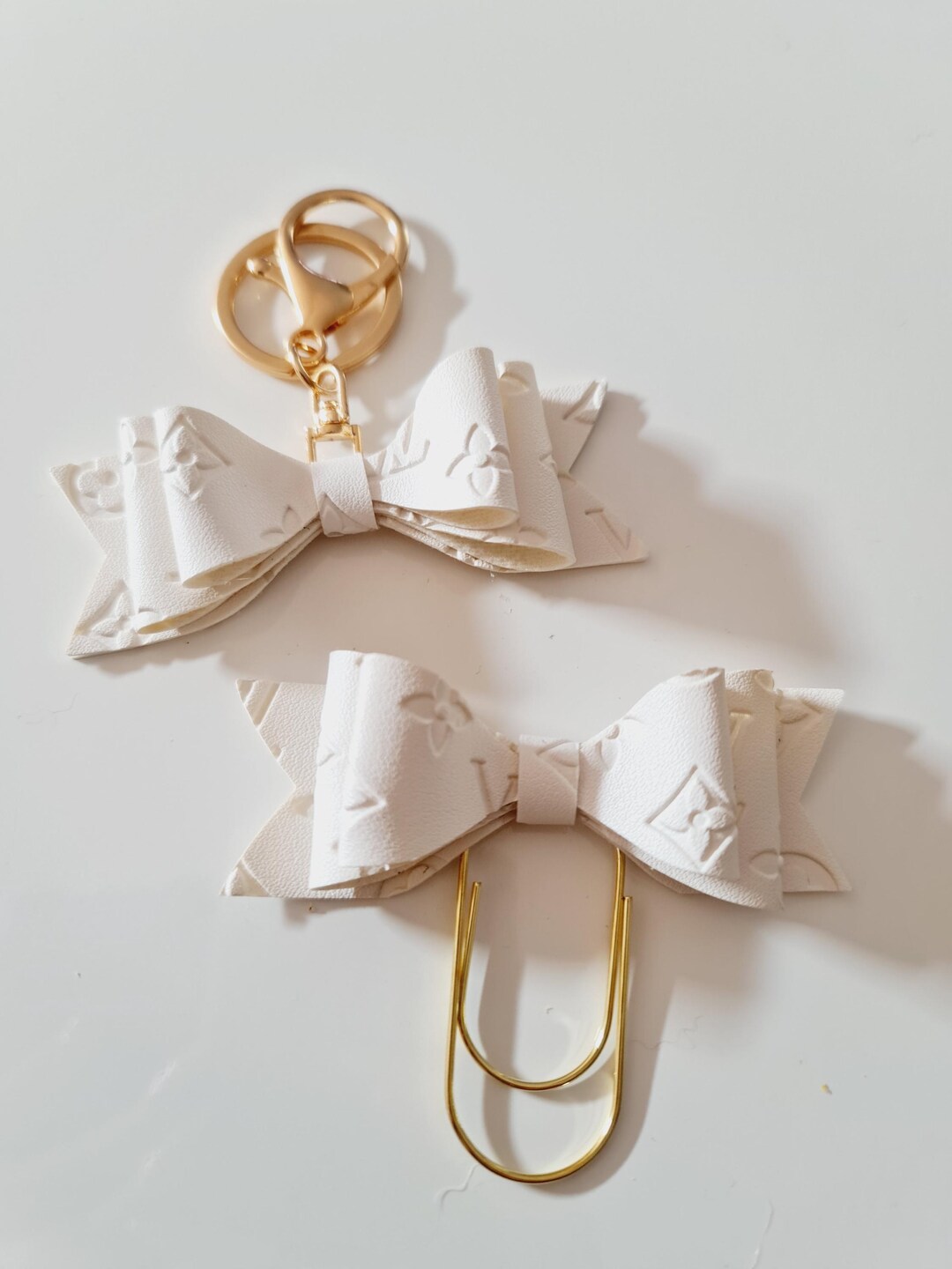 Planner Accessories, Keychain & Paperclip in White (silver and Golden ...