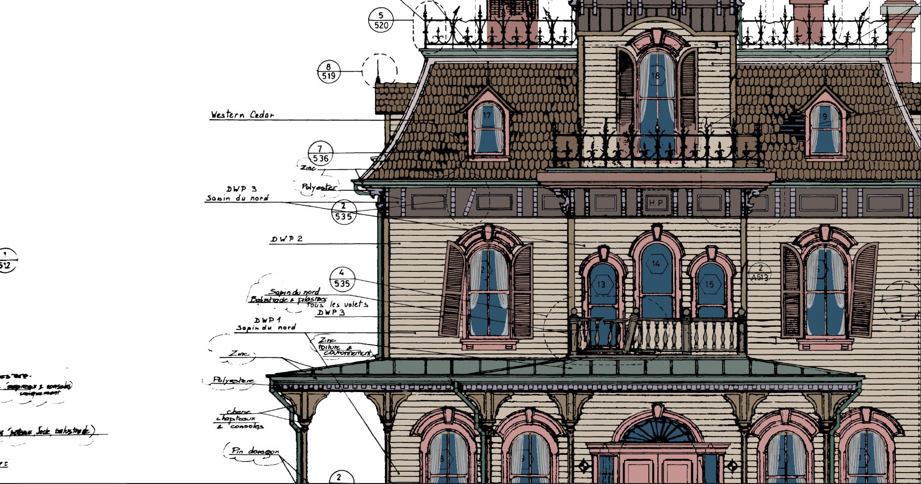 Disneyland Paris Phantom Manor Haunted Mansion Colored Blueprint - Etsy