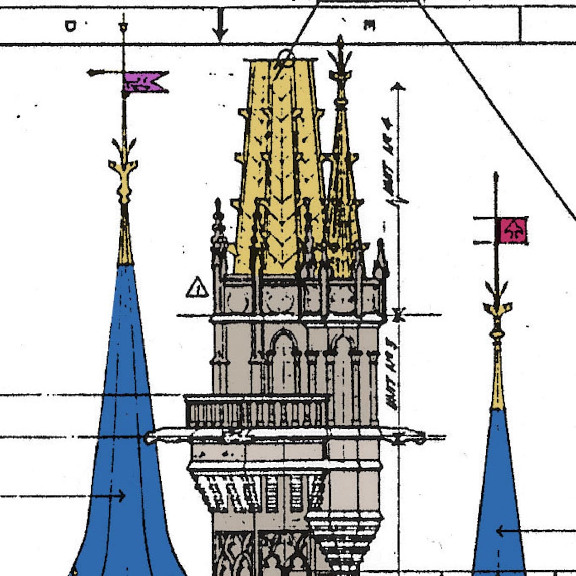 Walt Disney World - Cinderella Castle Colored Blueprint - Etsy