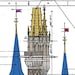 Walt Disney World - Cinderella Castle Colored Blueprint - Etsy