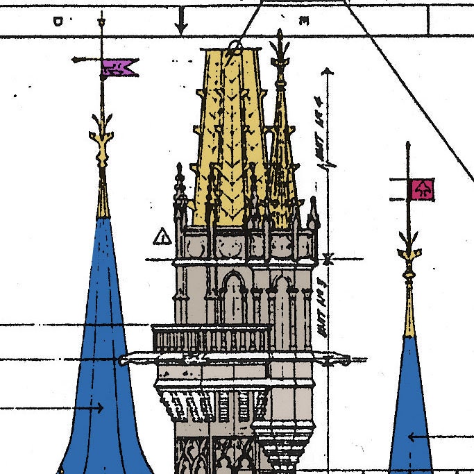 Walt Disney World Cinderella Castle Colored Blueprint - Etsy