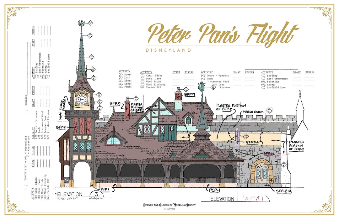 Disneyland - Peter Pan's Flight - Blueprint (digital) - Etsy