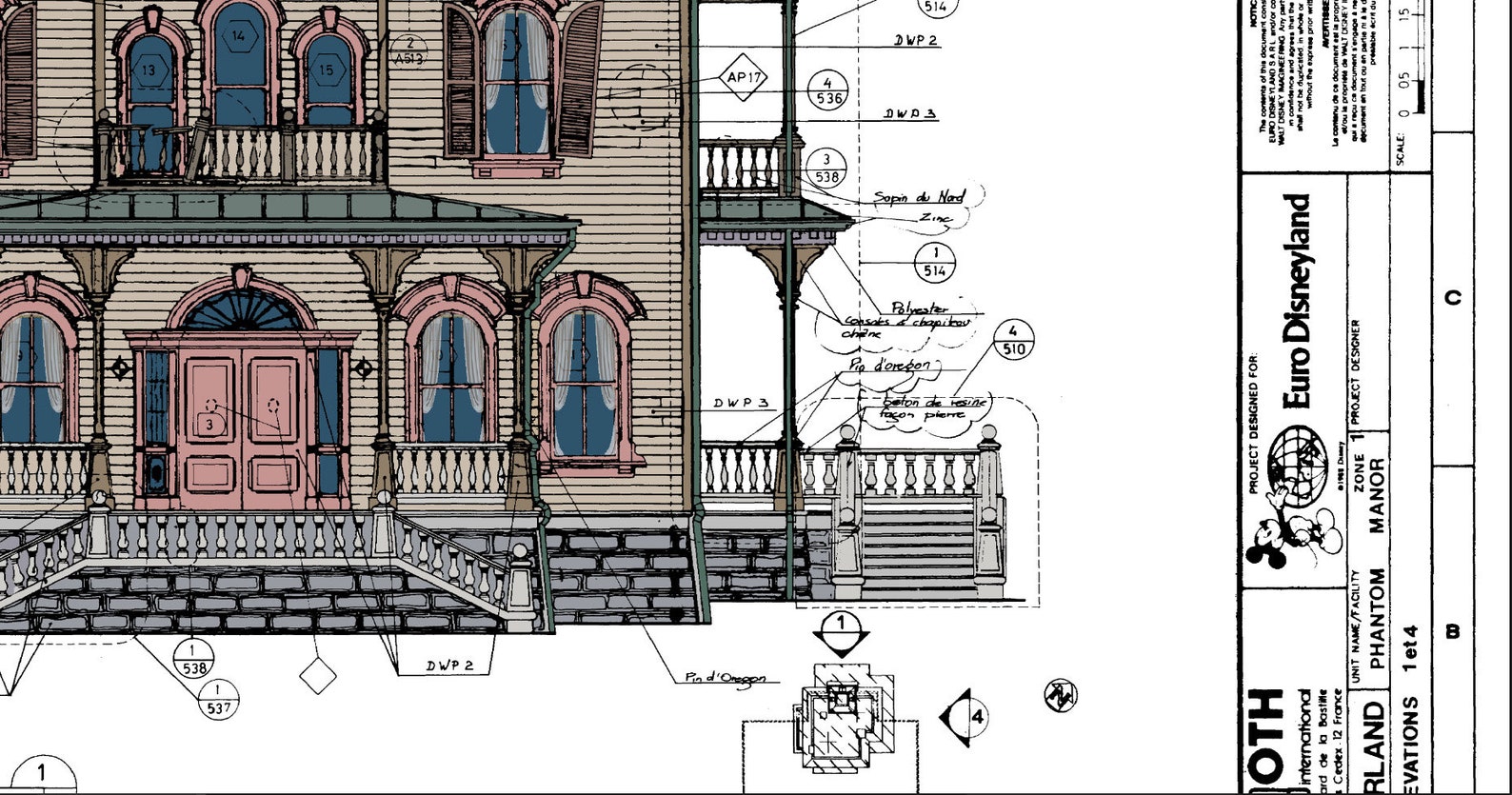 Disneyland Paris Phantom Manor Haunted Mansion Colored Blueprint - Etsy