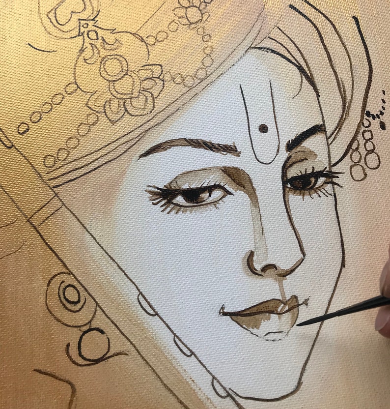Golden Krishna Original Acrylic Painting - Etsy