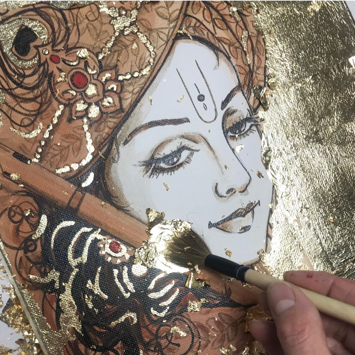 Golden Krishna Original Acrylic Painting - Etsy