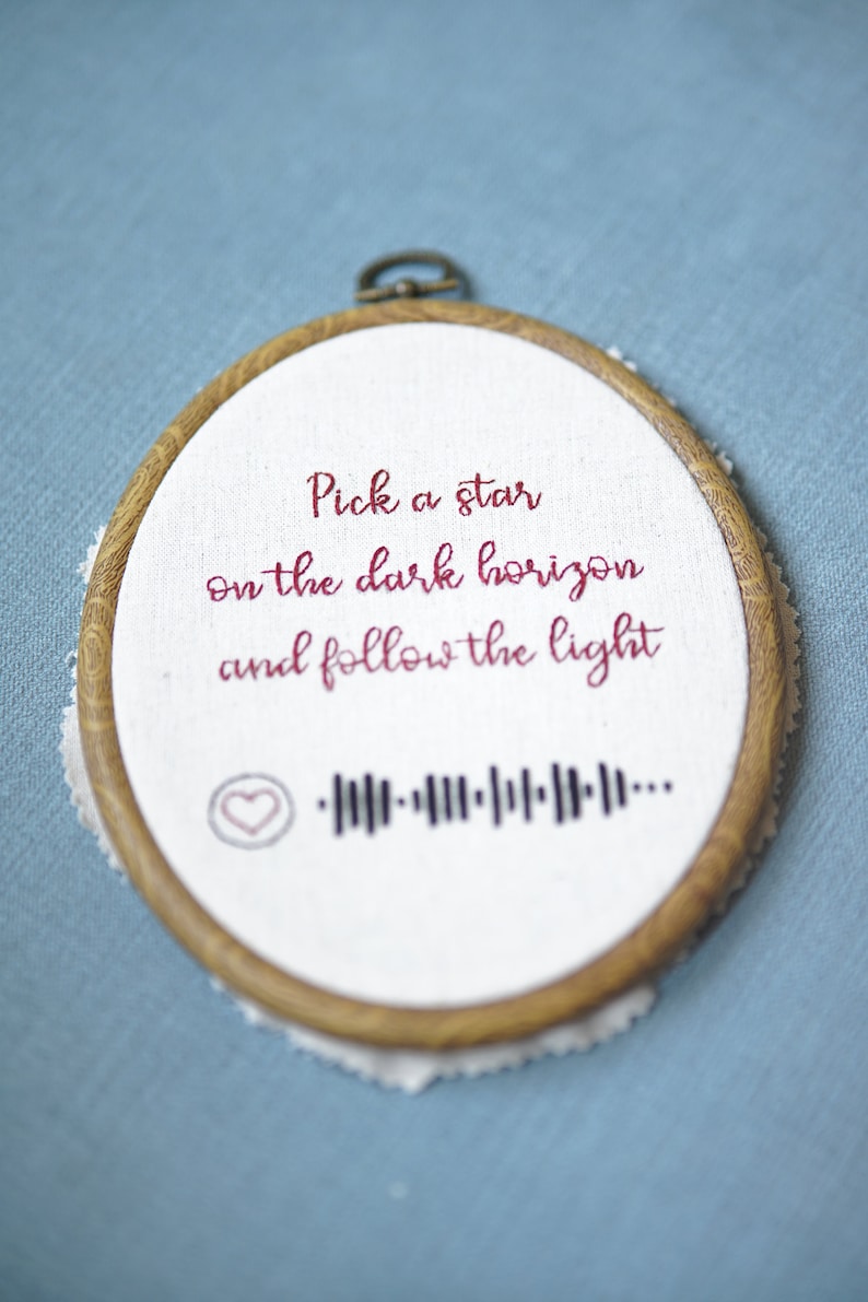 Custom Embroidered Song Lyrics and Spotify Code Personalized Embroidery ...