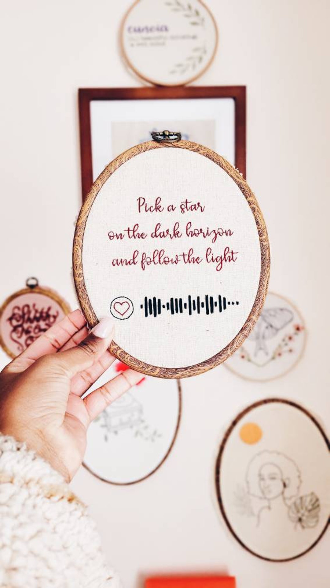 Custom Embroidered Song Lyrics and Spotify Code Personalized Embroidery ...