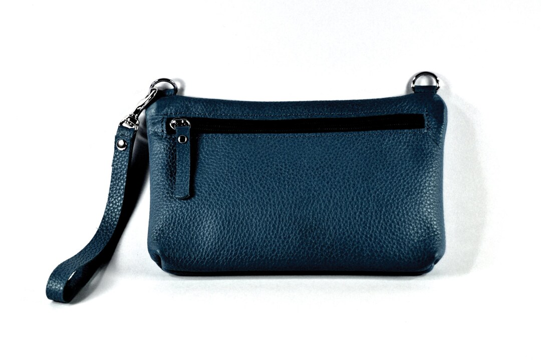 Navy Blue Clutch Bag, Functional Small Leather Bag, Leather Clutch ...