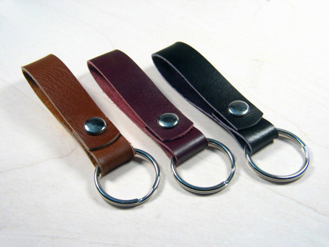 Mens Leather Key Ring, Belt Strap Keyrings, Mens Key Chain, Leather Key ...