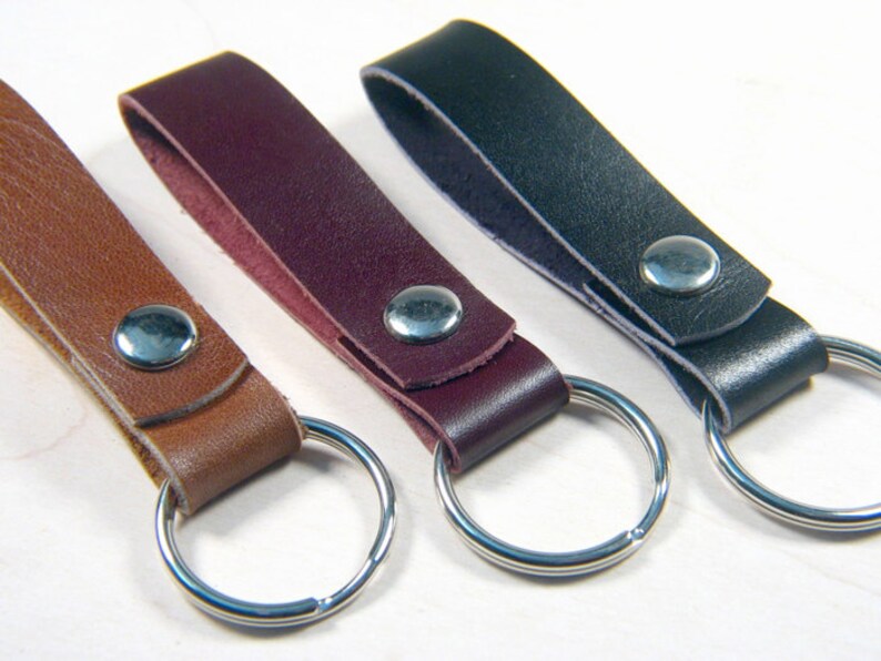 Mens Leather Key Ring, Belt Strap Keyrings, Mens Key Chain, Leather Key ...